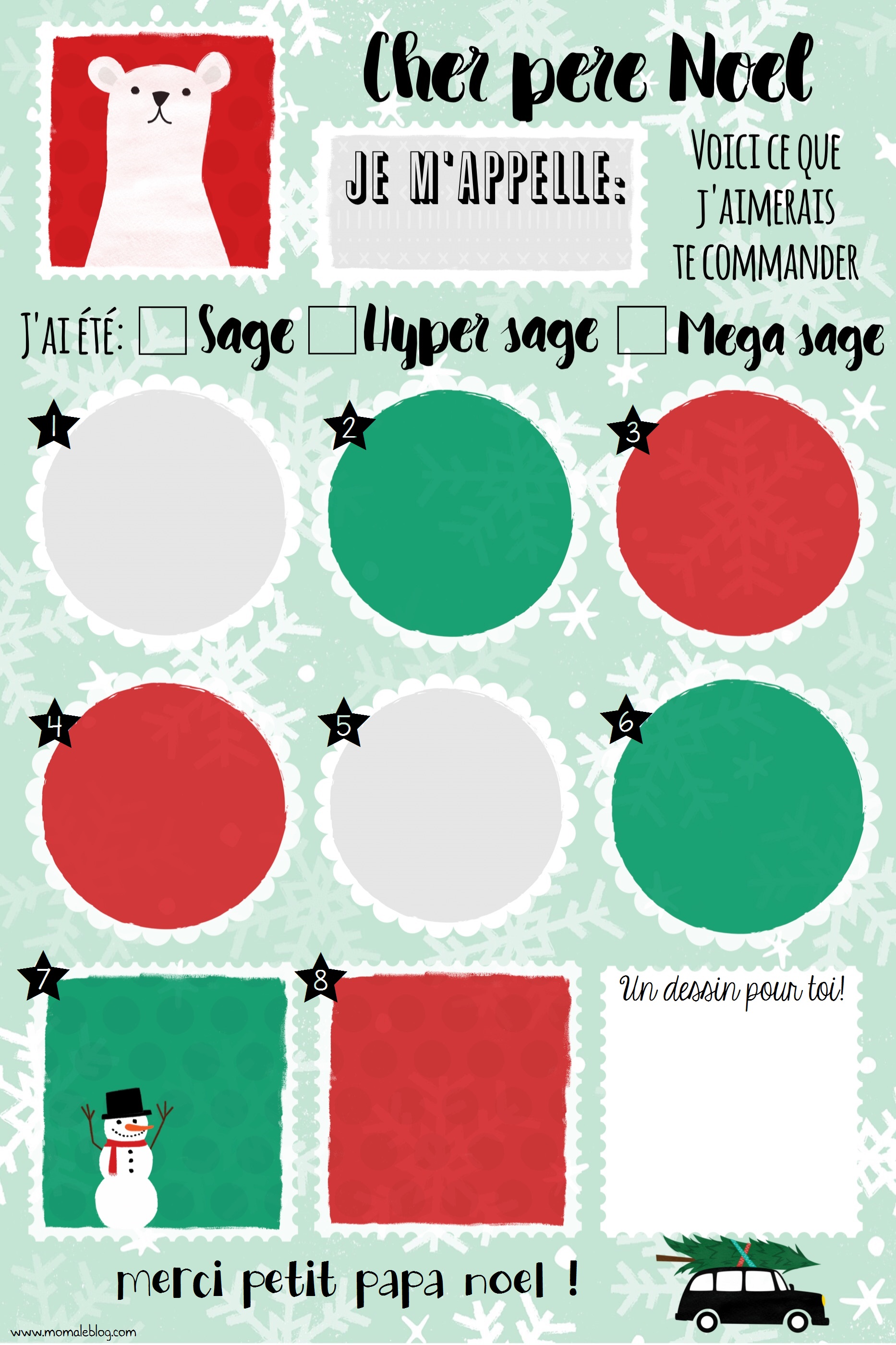 {Free printable} La liste au Père Noël!